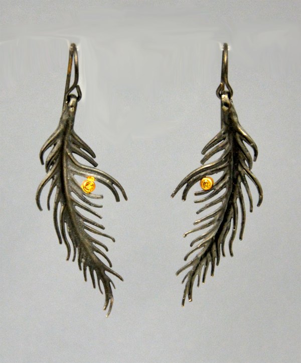 Earrings – Feather with Diamond – The Ren Brown Collection Gallery