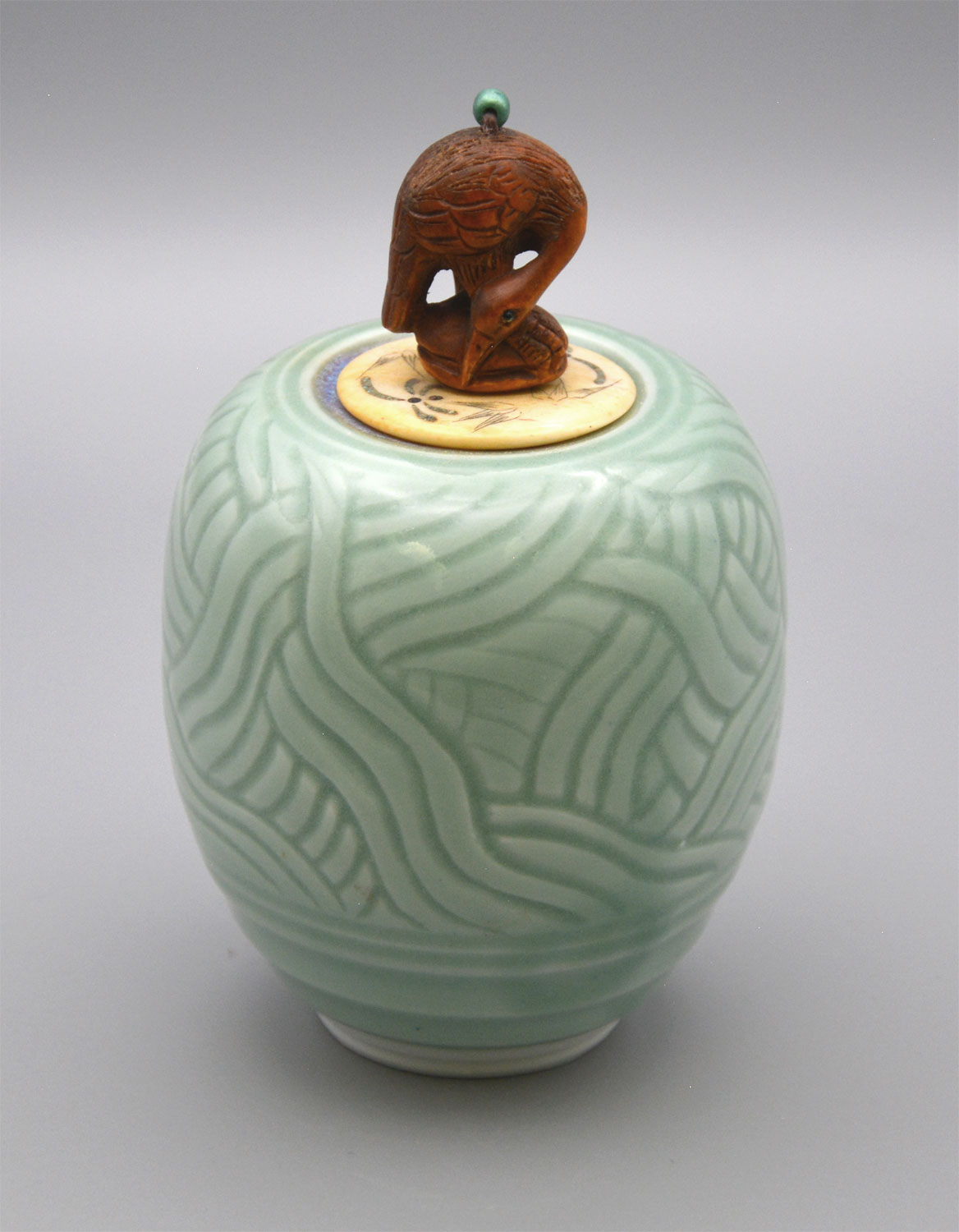 Vessel 175 – Crane with Celadon Weave Jar – The Ren Brown Collection ...