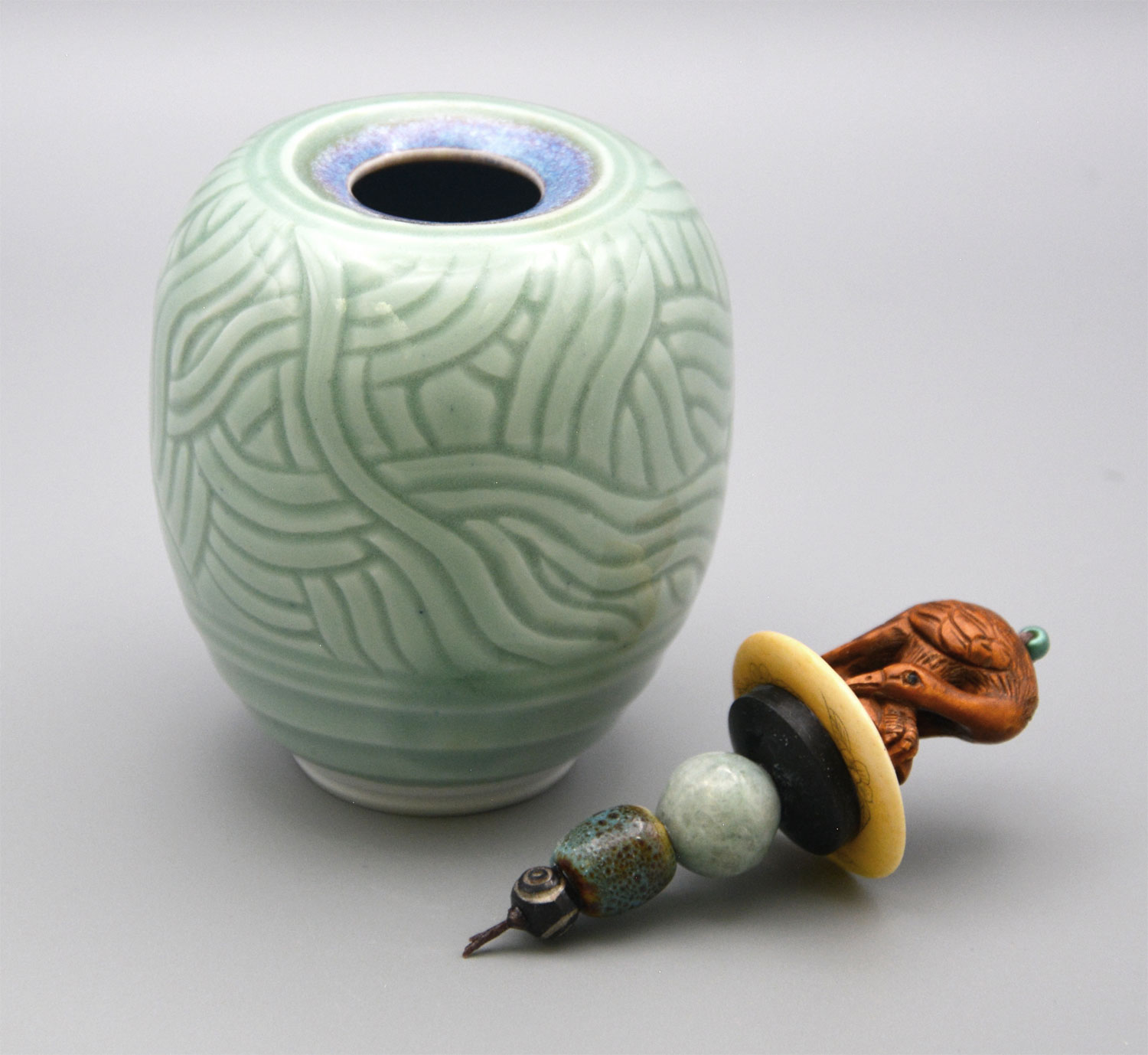 Vessel 175 – Crane with Celadon Weave Jar – The Ren Brown Collection ...